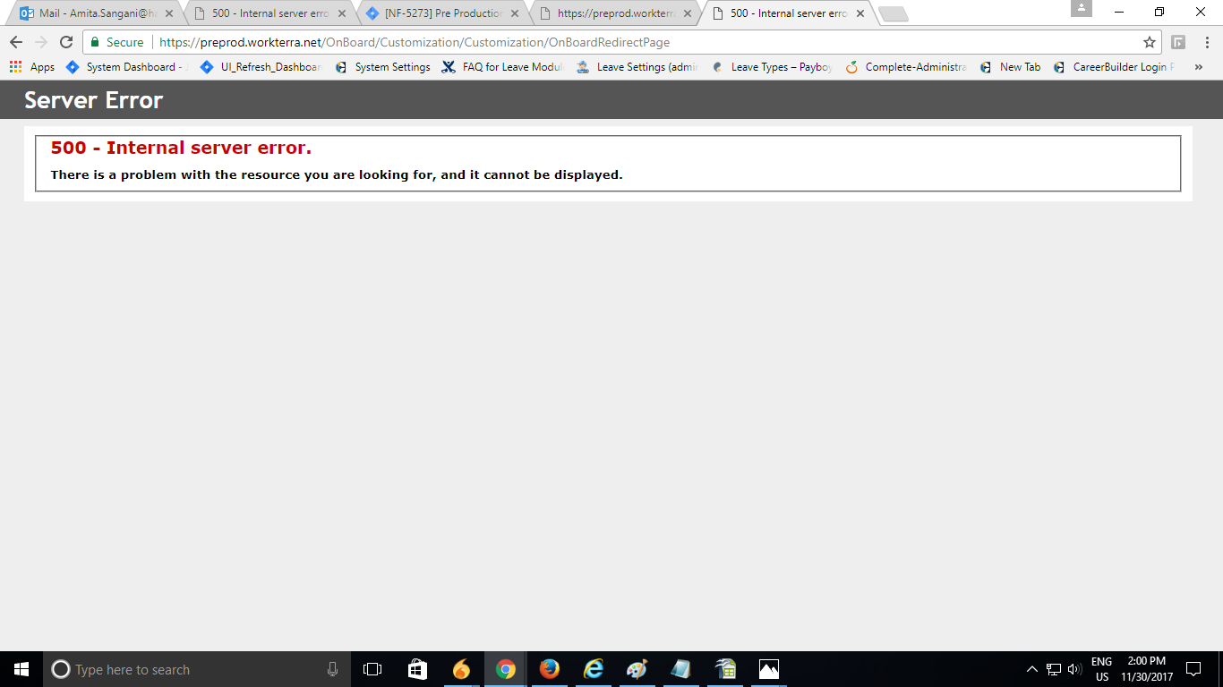 [NF-5253] Matt: Getting server error for employee login - Workterra Jira